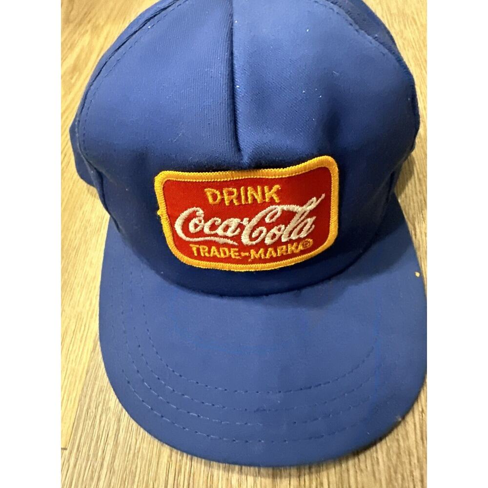 Vintage Coca Cola Hat Rare Blue Color Trucker Snap Ba… - Gem